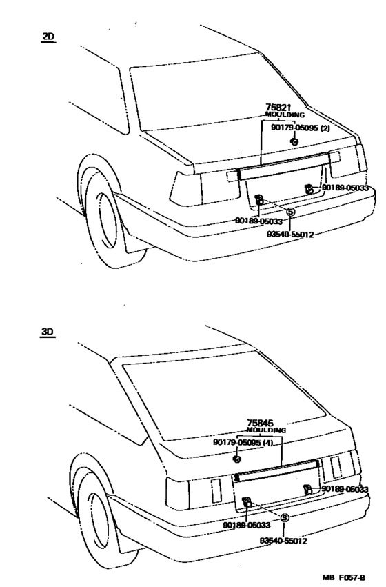 Rear Moulding for 1983 - 1987 Toyota COROLLA AE86 | Japan sales region ...