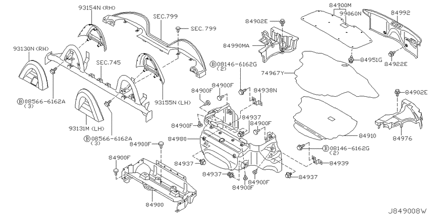 Trunk room trimming for 2003 - 2005 Nissan FAIRLADY Z Z33 | Japan sales ...