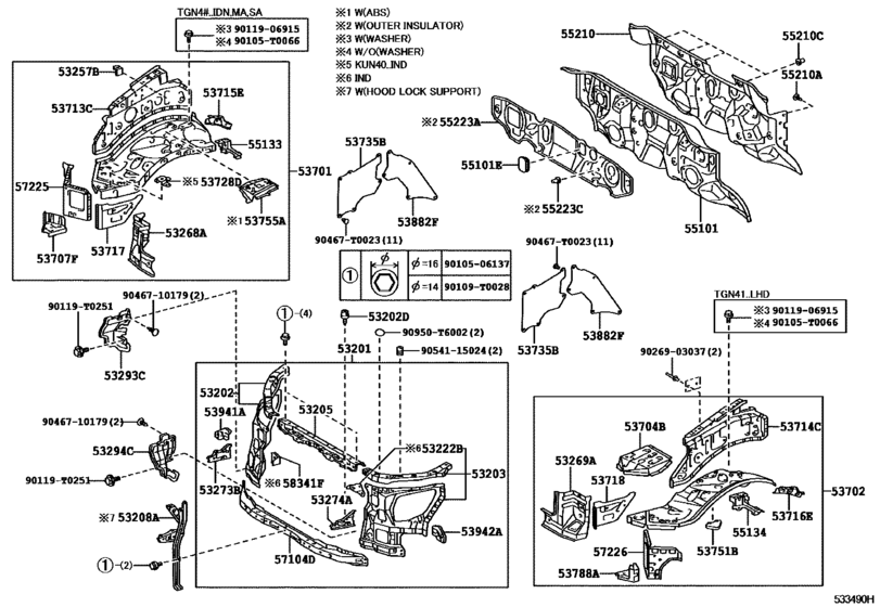 Front Fender Apron & Dash Panel for 2011 - 2015 Toyota INNOVA/ KIJANG ...