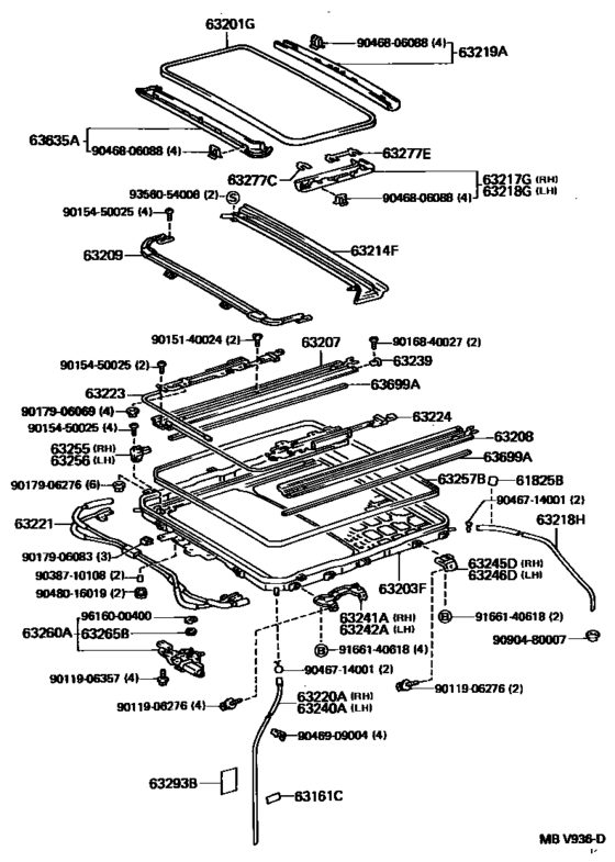 Roof Panel & Back Window Glass for 1991 - 1995 Toyota CROWN/ MAJESTA ...