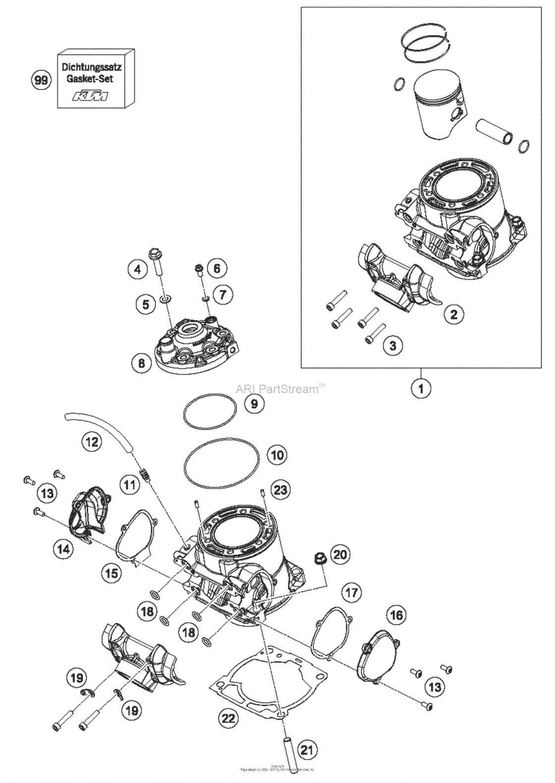 Cylinder, Cylinder Head for 2018 KTM 300 | US/EU sales region ...