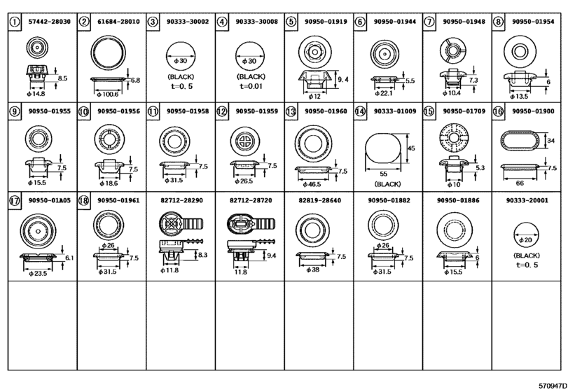 Hole Plug for 2014 - 2017 Toyota NOAH/ VOXY/ ESQUIRE ZRR85 | Japan ...