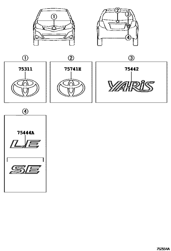 Emblem & Name Plate (Exterior & Interior) for 2011 - 2014 Toyota YARIS ...
