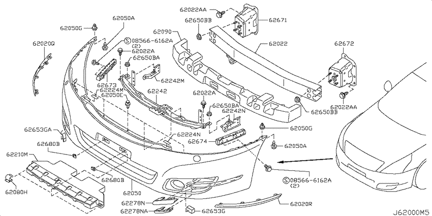 Front bumper for 2008 - 2012 Nissan TEANA J32 | Japan sales region ...