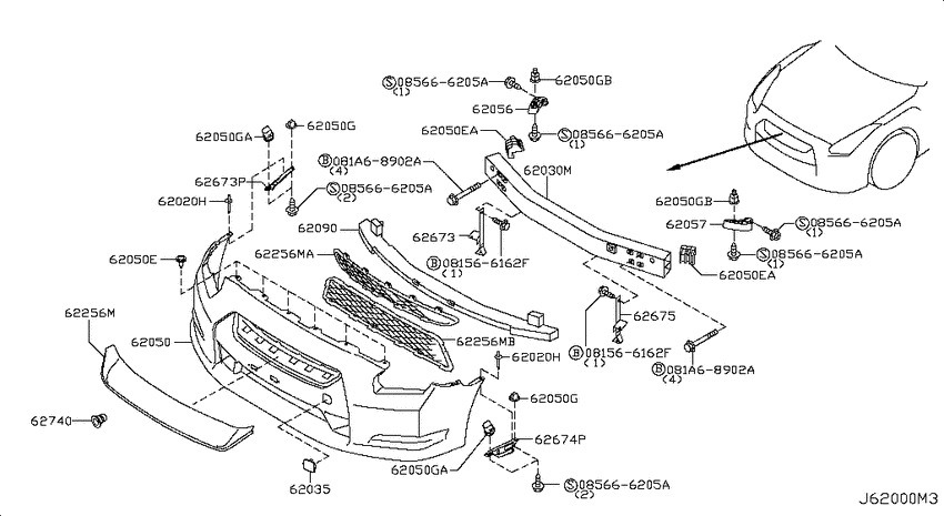 Front bumper for 2008 - 2011 Nissan NISSAN GT-R R35 | U.S.A. sales ...