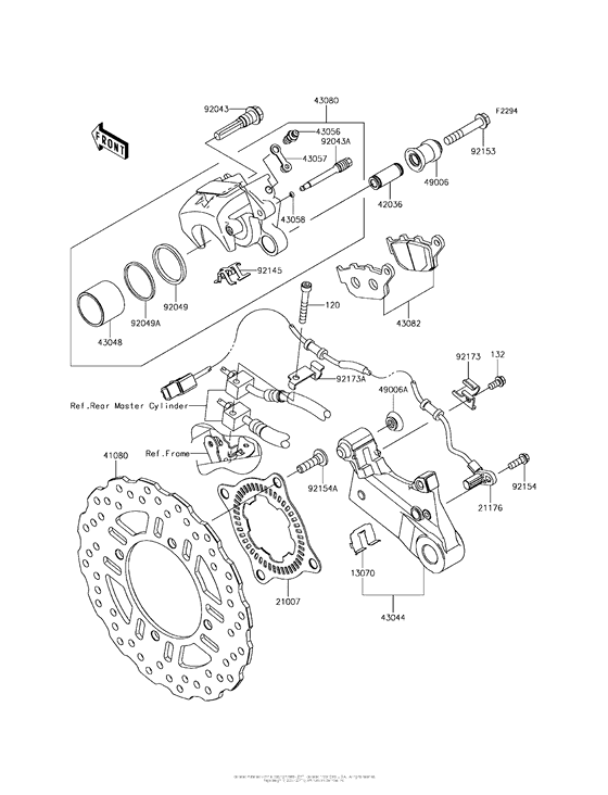 Rear Brake for 2017 Kawasaki ZR900 | USA sales region, , 16139363-848301