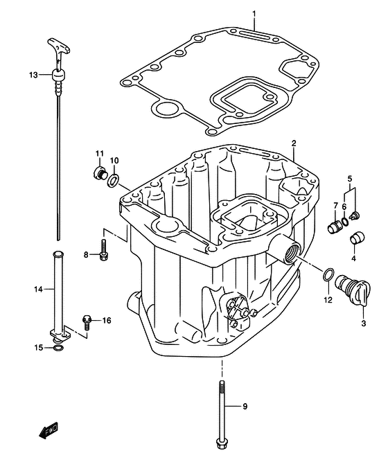 Oil pan for 2003 Suzuki DF115 | General Export No.1 (P01) sales region ...