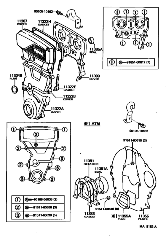 Timing Gear Cover & Rear End Plate for 1983 - 1987 Toyota COROLLA AE86 ...